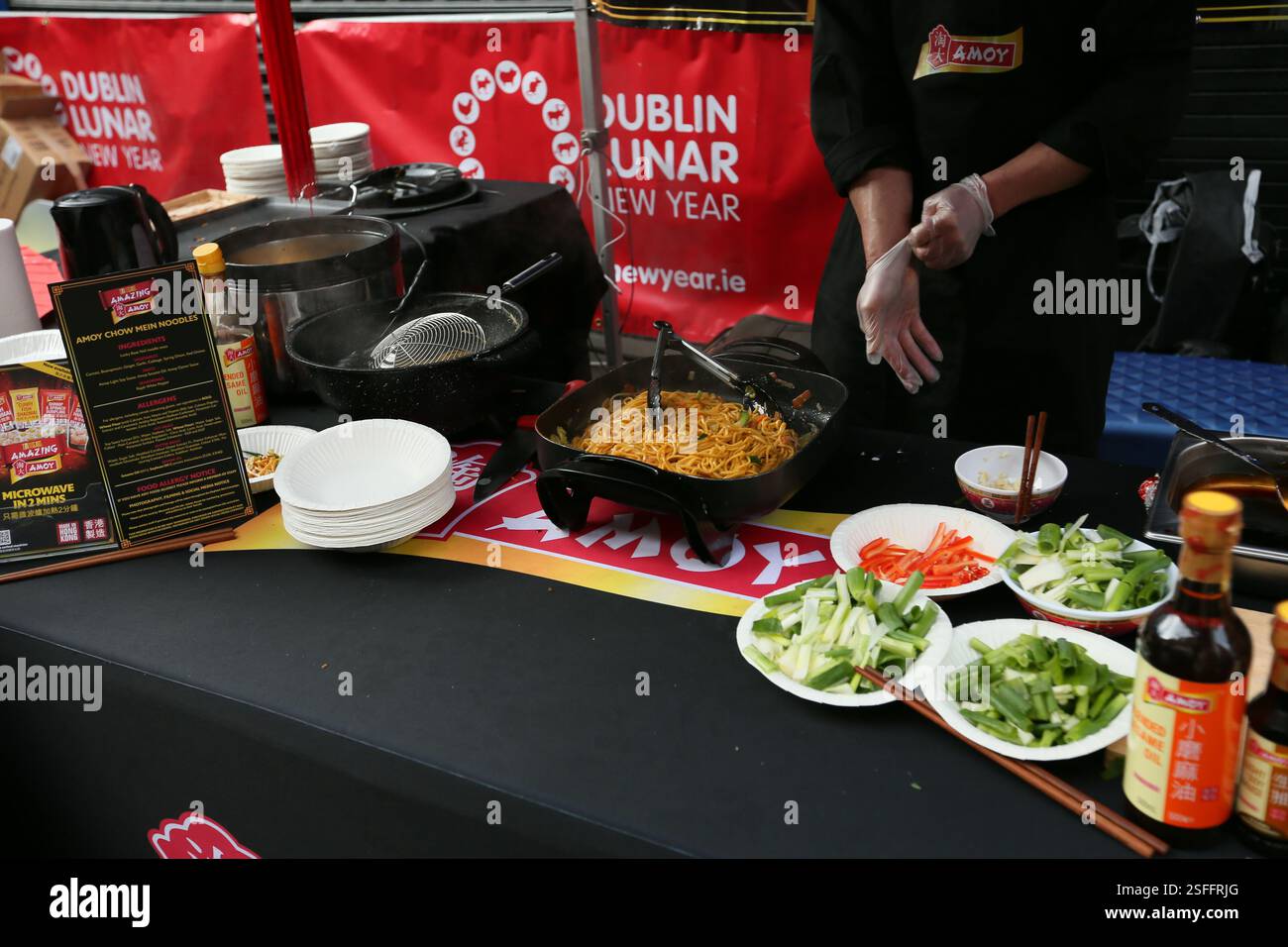 Dublin, Ireland - 09th February 2025 - a food stall featuring asiann ...