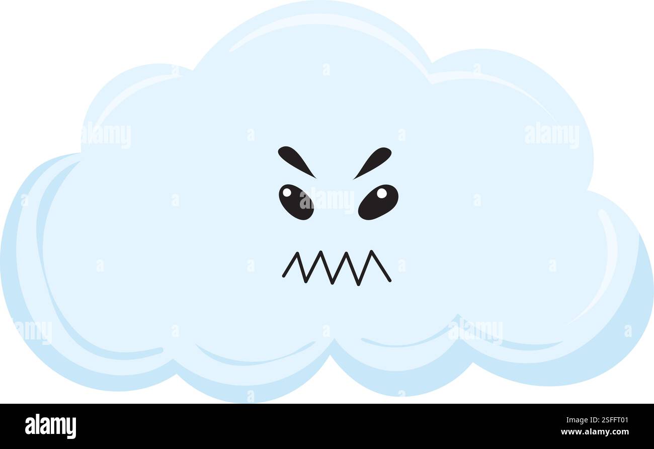 evil cloud character white background isolated vector Stock Vector ...