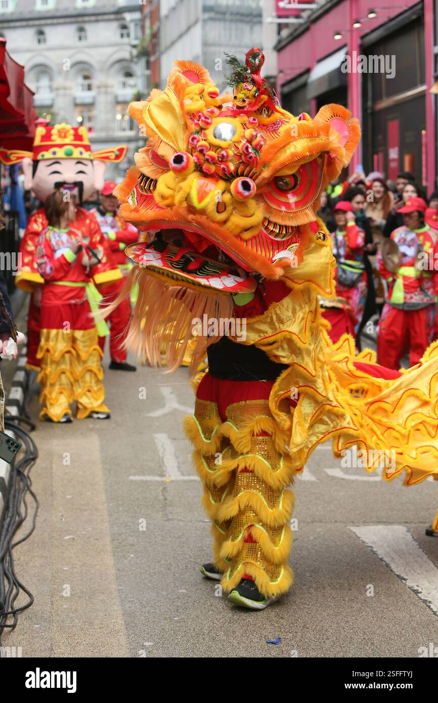 Dublin, Ireland - 09th February 2025 - a traditional Chinese lion dance ...