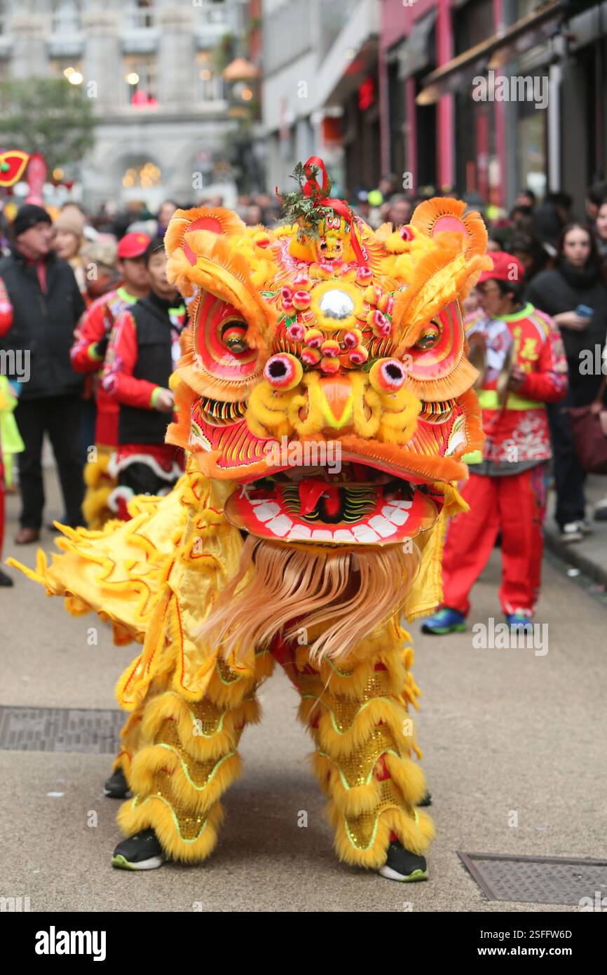 Dublin, Ireland - 09th February 2025 - a traditional Chinese lion dance ...