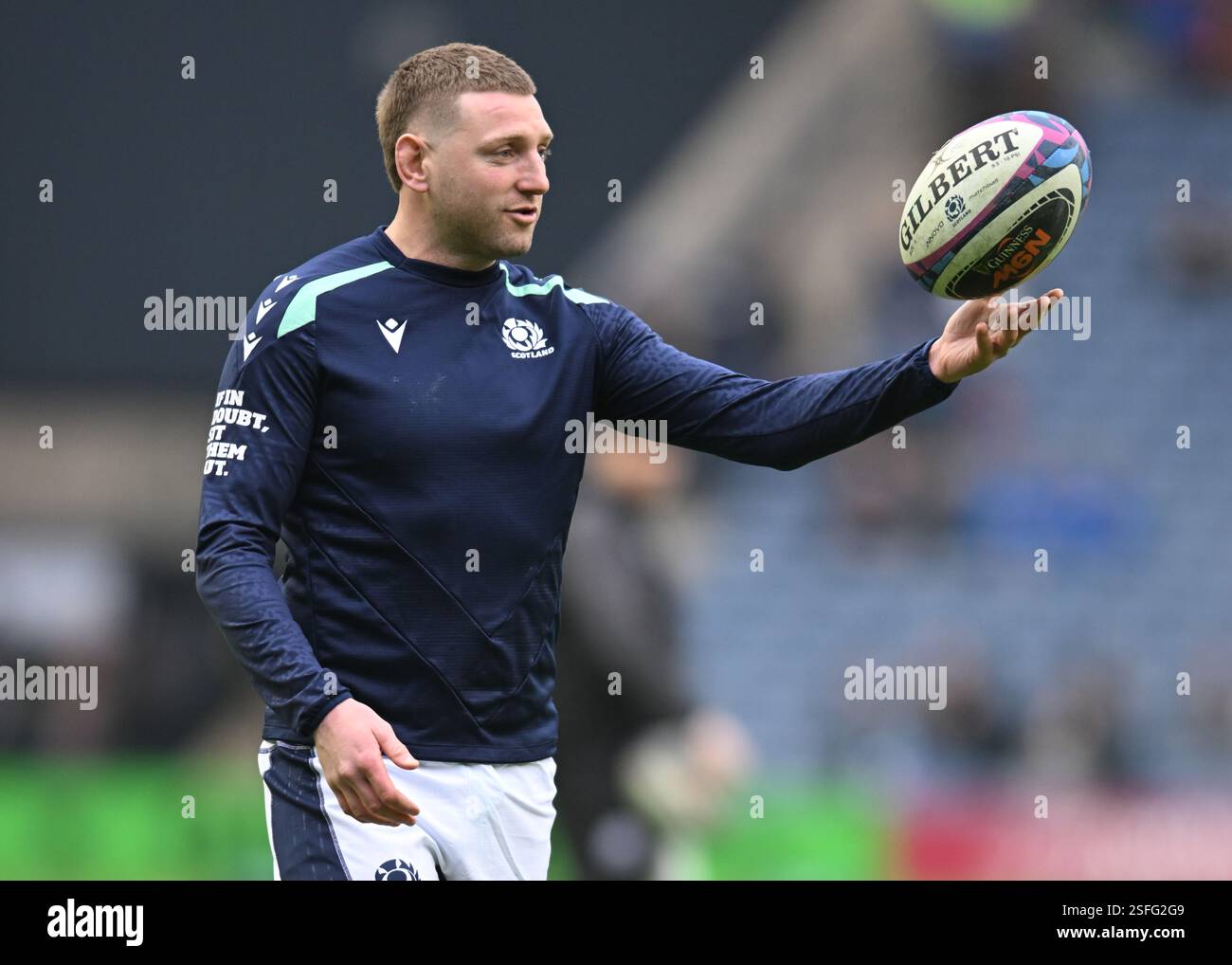 Edinburgh, UK. 9th Feb, 2025. Finn Russell of Scotland during the Six ...