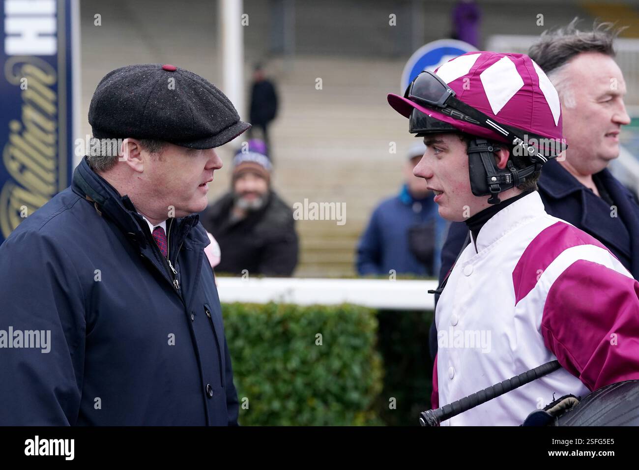 Jockey Danny Gilligan (right) and Trainer Gordon Elliott after winning ...