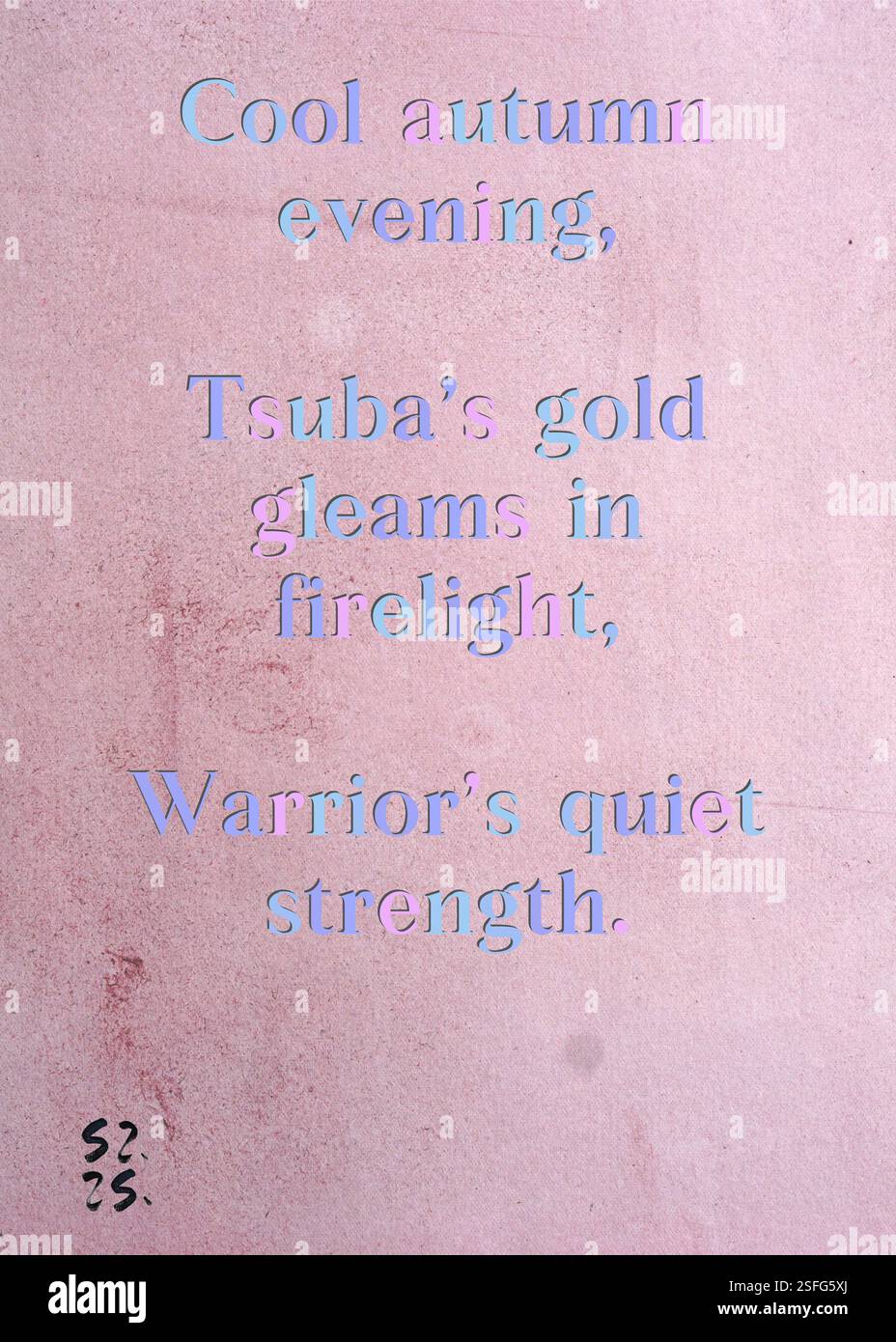 Cool autumn evening, Tsuba's gold gleams in firelight, Warrior's quiet ...