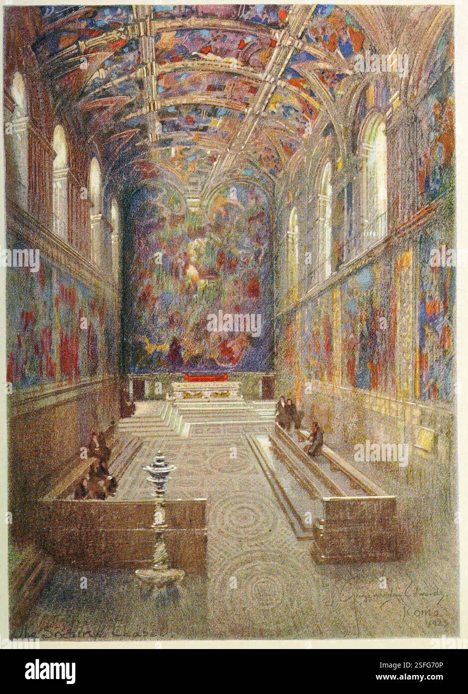 The Cistine Chapel - Rome, Italy - George Wharton Edwards, 1928 Stock ...