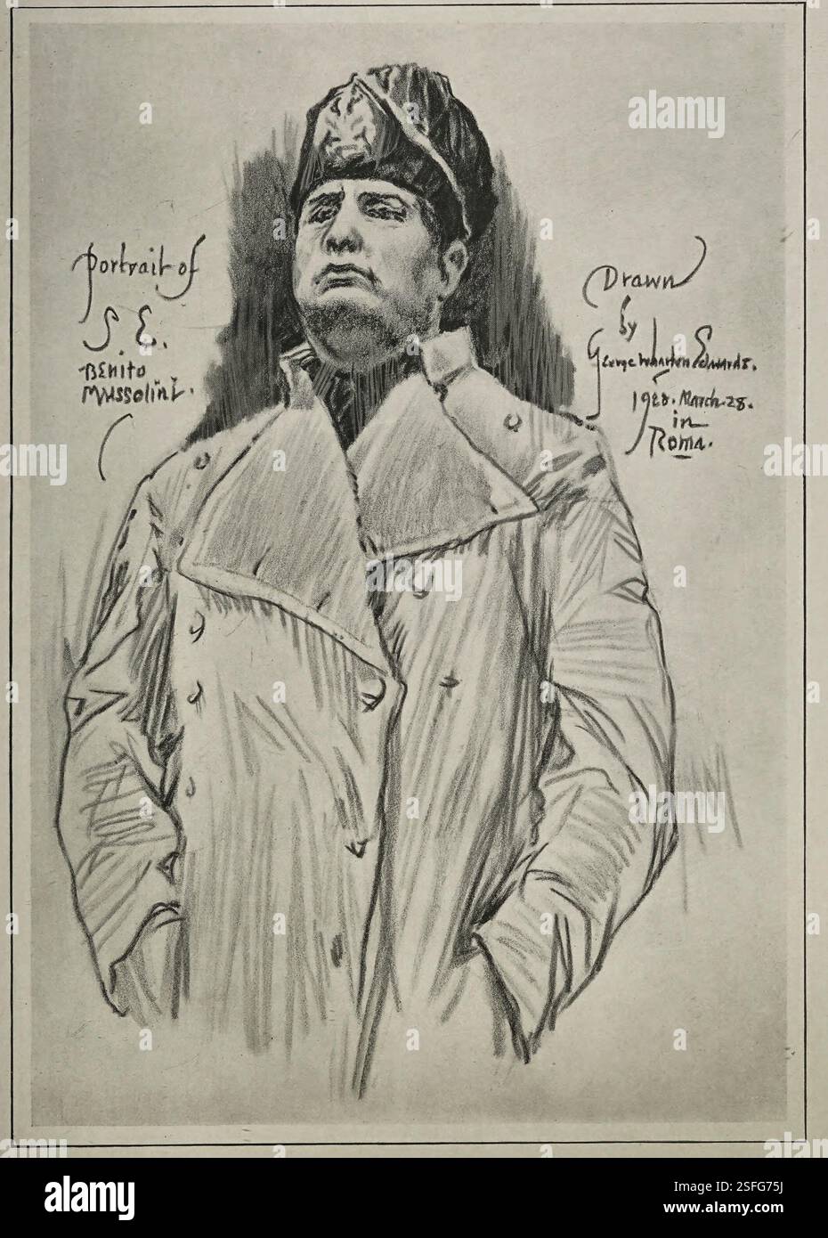 Portrait of Benito Mussolini - Drawn by George Wharton Edwards - March ...