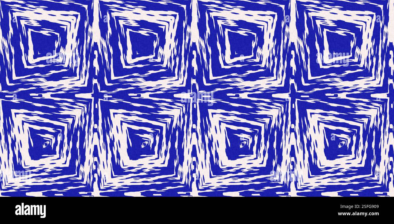 Geometric indigo shape seamless border. Irregular hand drawn batik ...