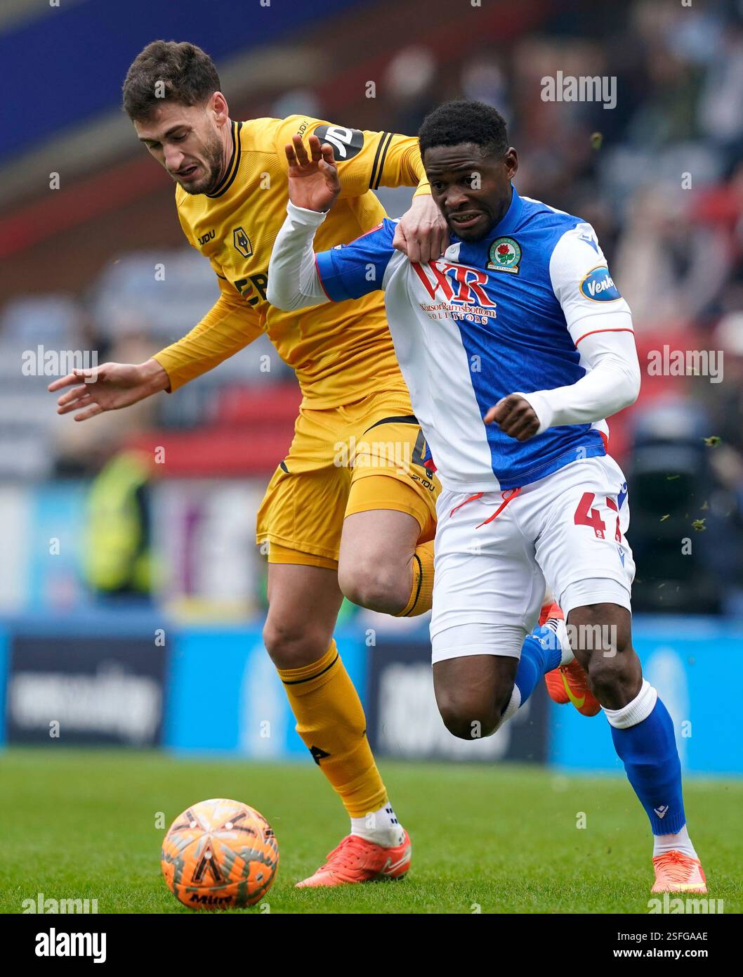Blackburn, UK. 9th Feb, 2025. Augustus Kargbo of Blackburn Rovers (R ...