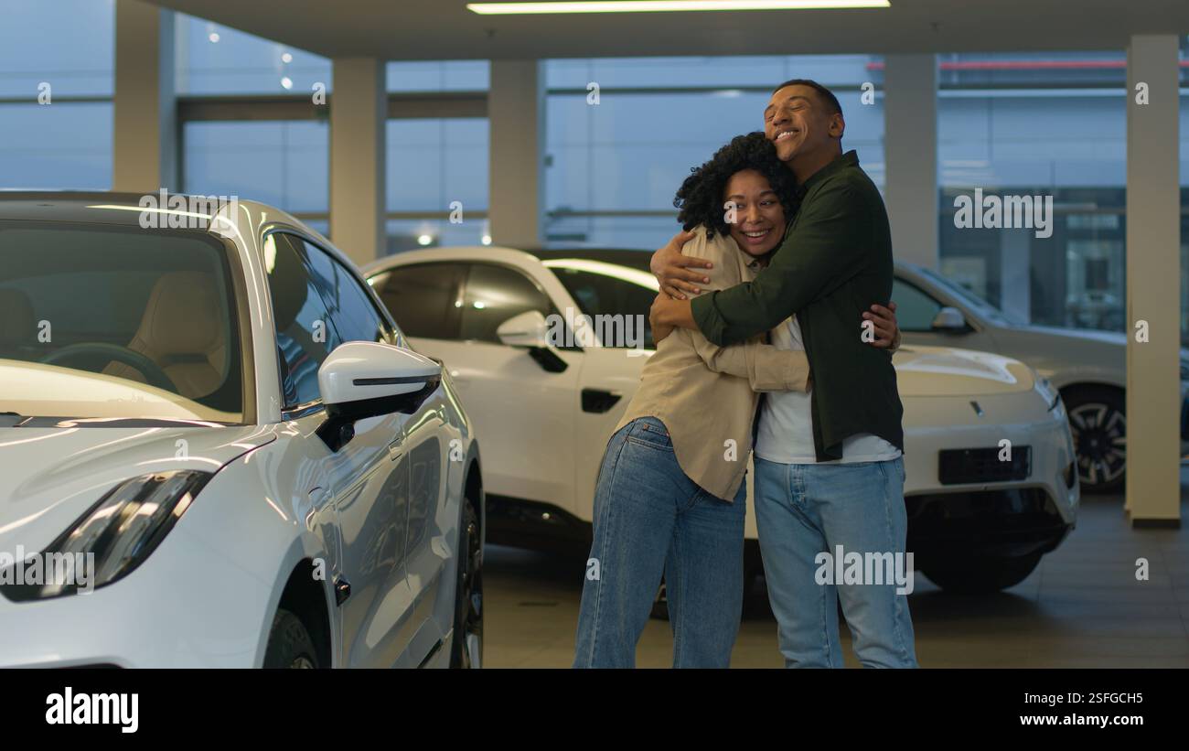 African American couple buyers customers happy owners joyful smiling ...