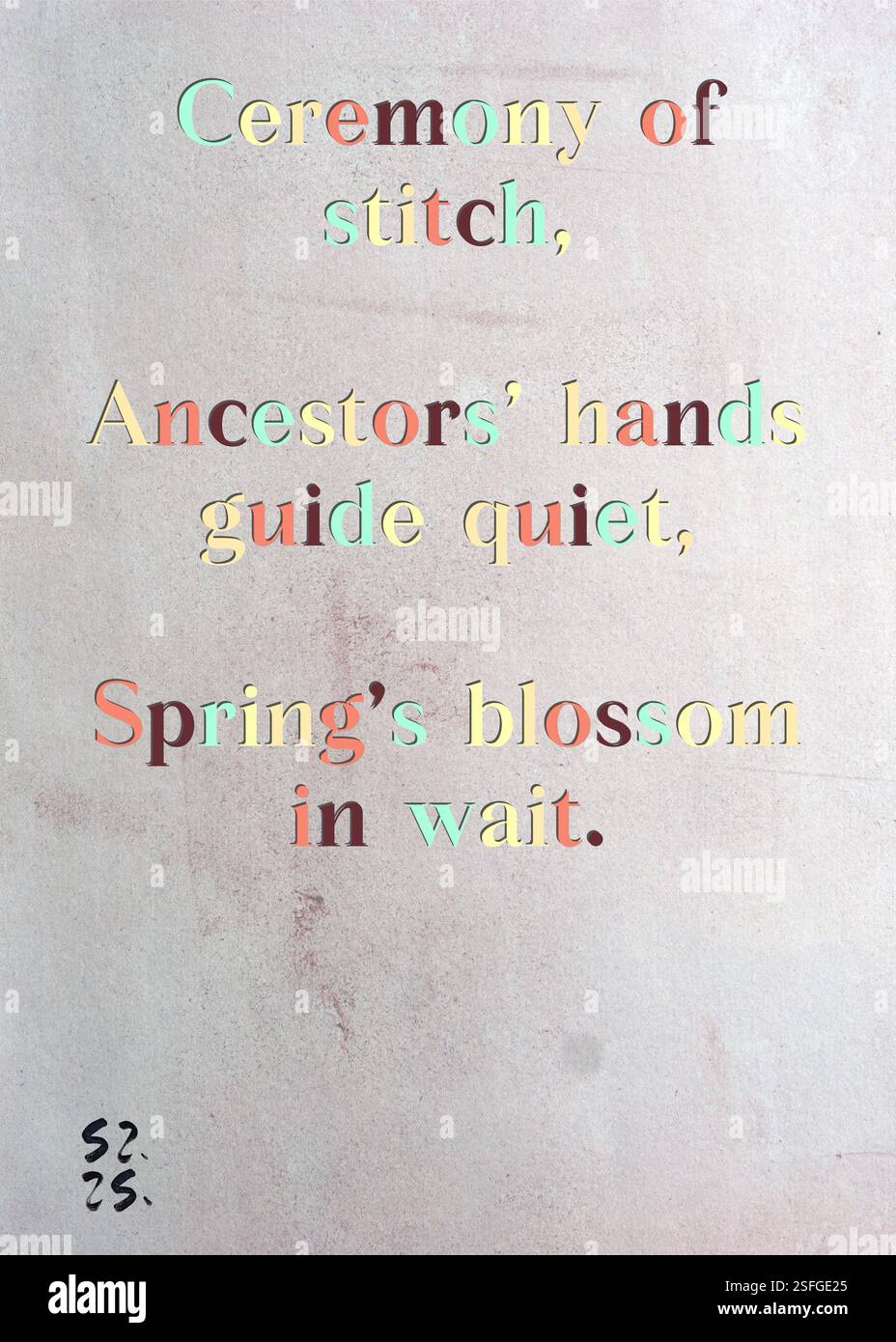 Ceremony of stitch, Ancestors' hands guide quiet, Spring's blossom in ...
