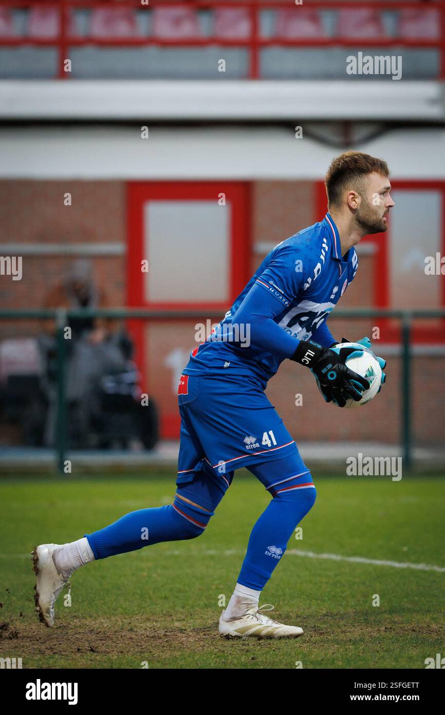 Kortrijk, Belgium. 09th Feb, 2025. Kortrijk's goalkeeper Marko Ilic pictured in action during a ...