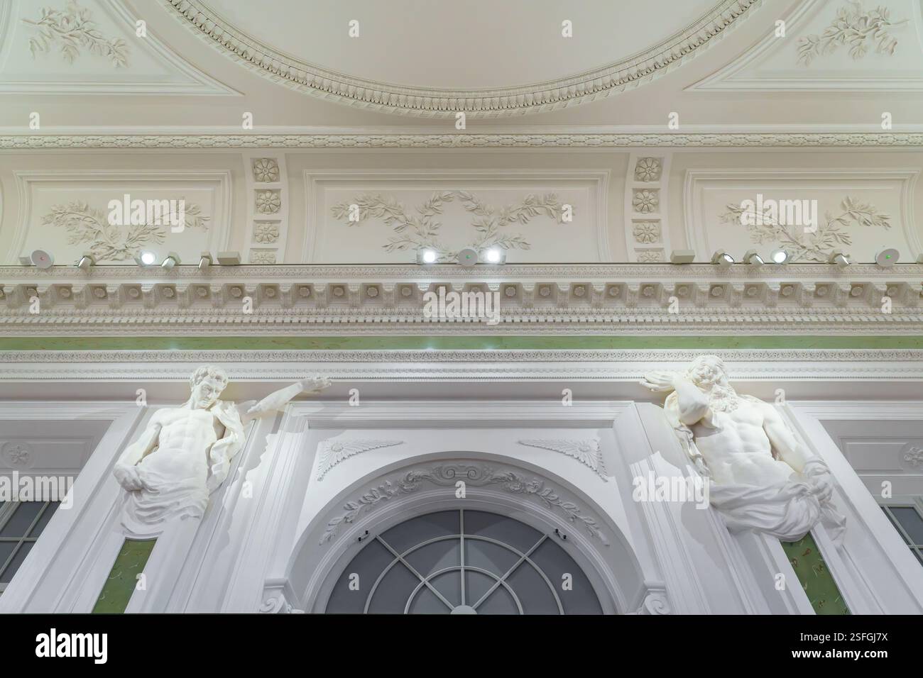 Warsaw, Poland. Baroque decorative ceiling inside renovated Krasinski ...