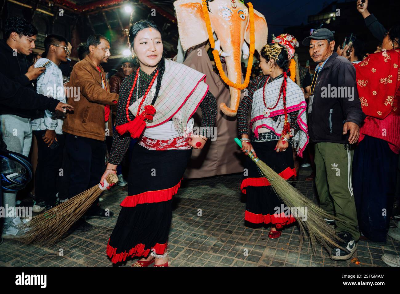 Bhaktapur, Bagmati, Nepal. 9th Feb, 2025. Performers showcase the ...