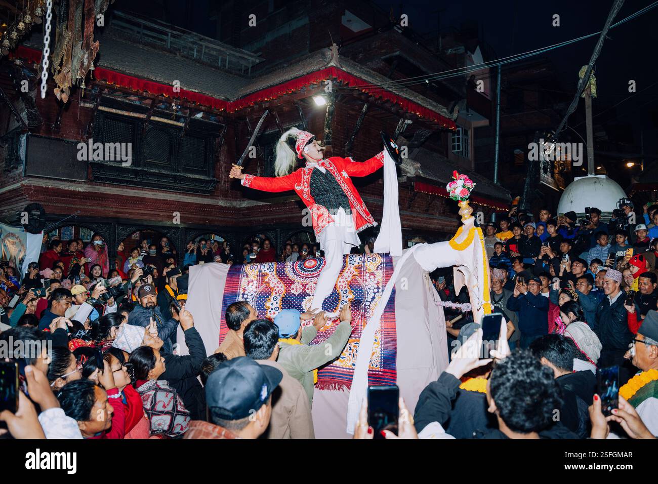Bhaktapur, Bagmati, Nepal. 9th Feb, 2025. Performers showcase the ...