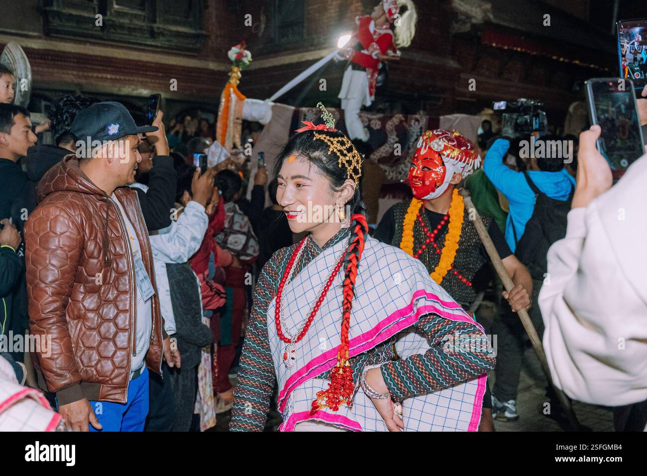 Bhaktapur, Bagmati, Nepal. 9th Feb, 2025. Performers showcase the ...