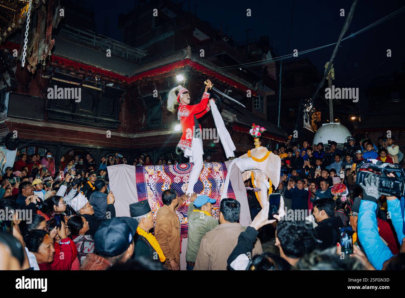 Bhaktapur, Bagmati, Nepal. 9th Feb, 2025. Performers showcase the ...