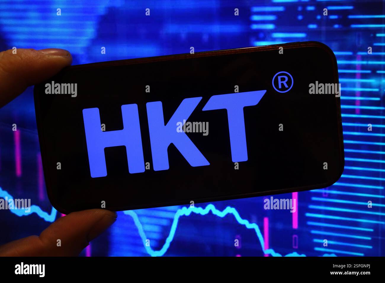 In this photo illustration, the Hong Kong Telecom company logo is seen ...