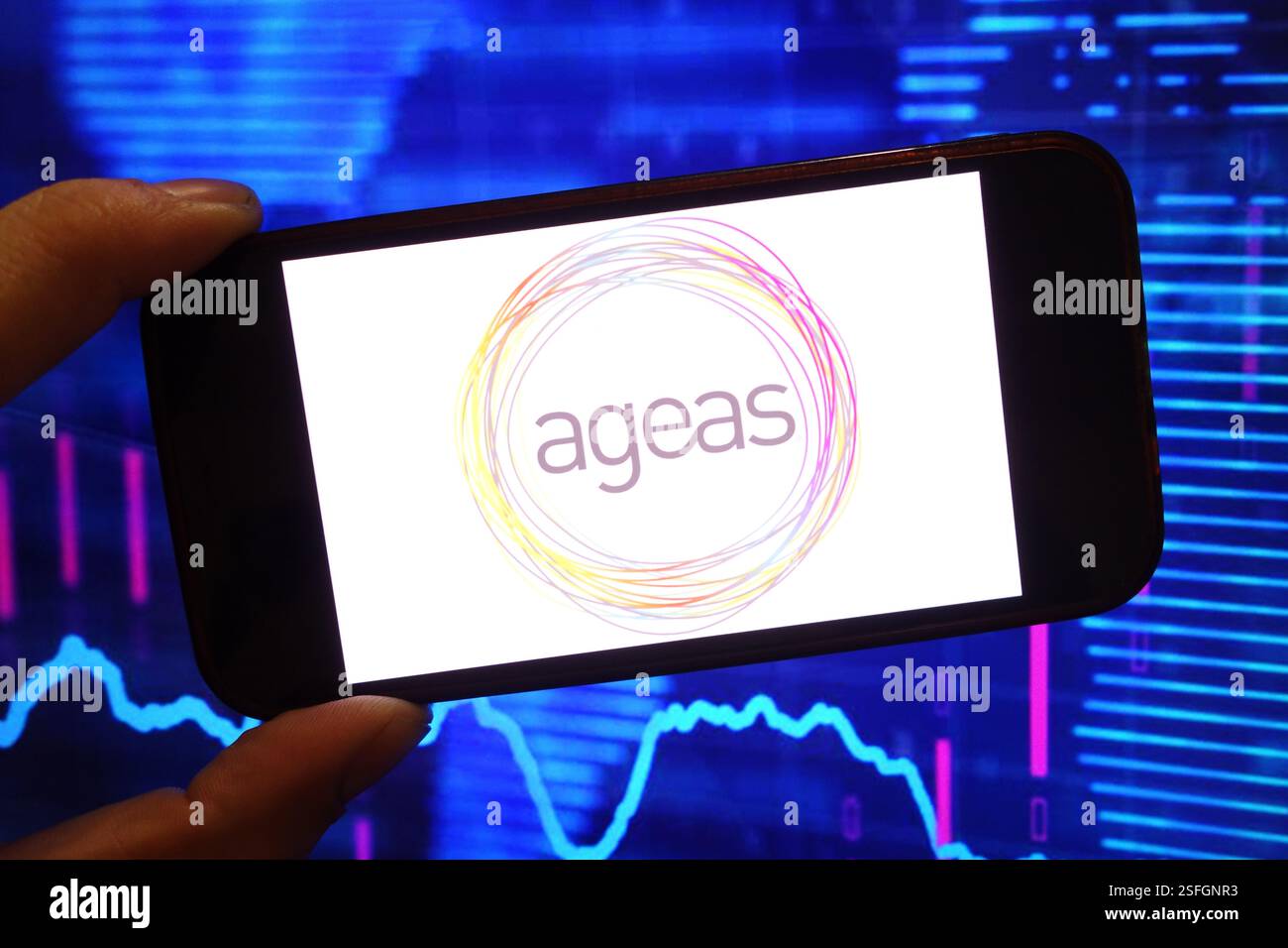 In this photo illustration, the Ageas company logo is seen displayed on ...