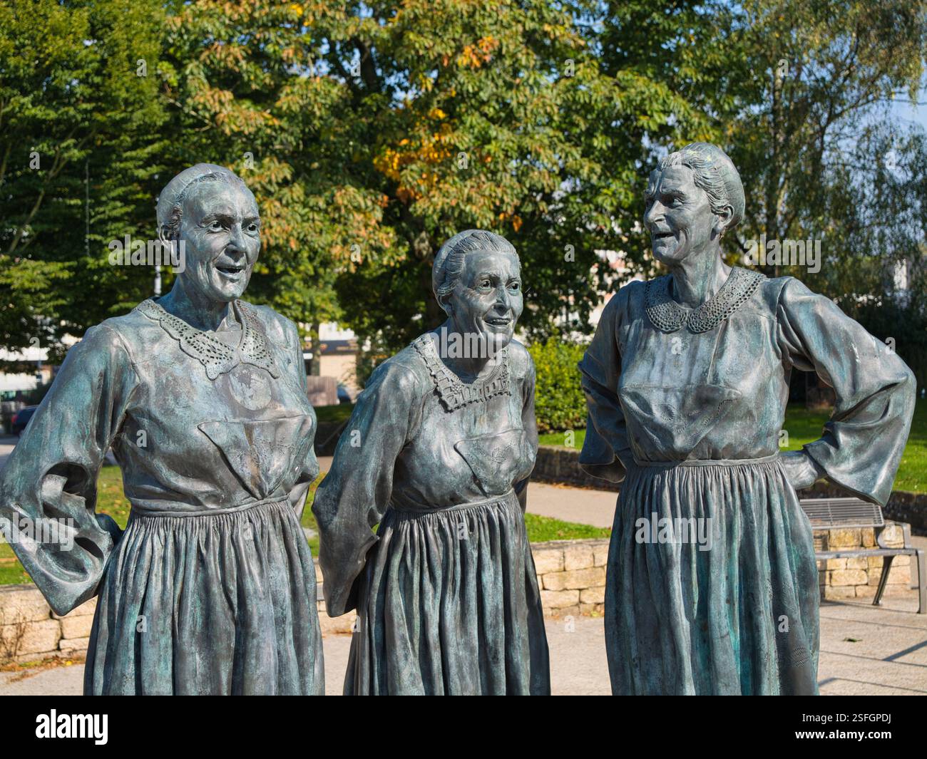 Carhaix, France - Sep 19 2024: Statue of the Goadec Sisters by Annick ...