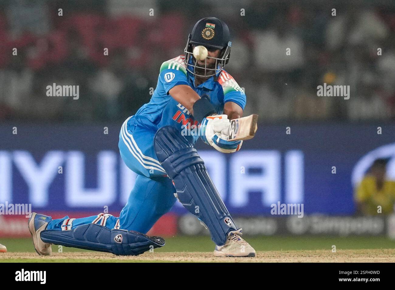India's Axar Patel plays a shot during the second one day international ...