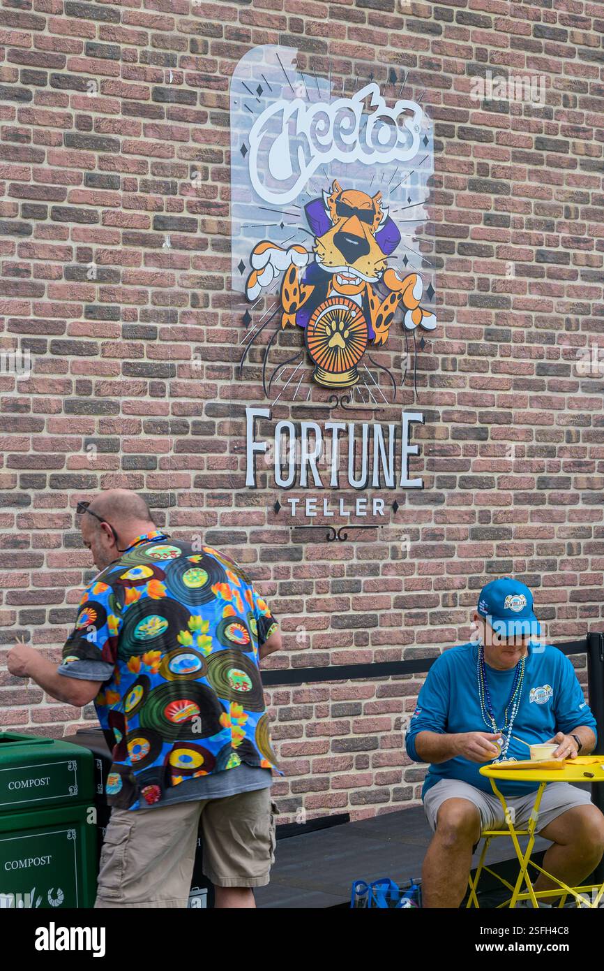 New Orleans, LA, USA: February 7, 2025: Side wall of Cheetos Fortune ...
