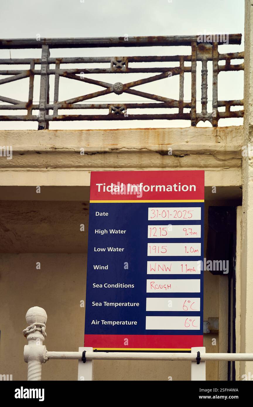 Tidal information board on Blackpool seafront Stock Photo - Alamy