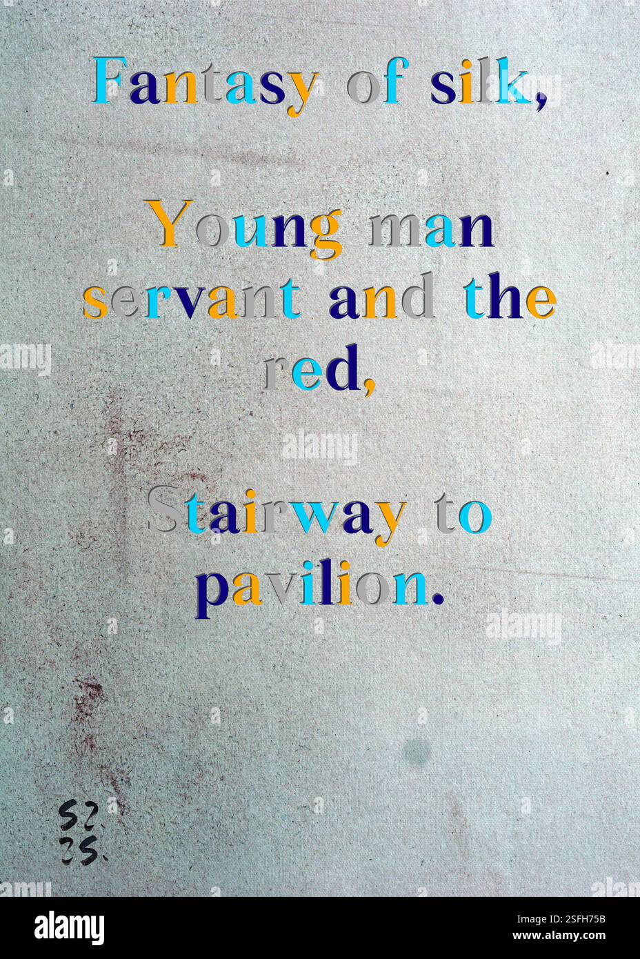 Fantasy of silk, Young man servant and the red, Stairway to pavilion ...