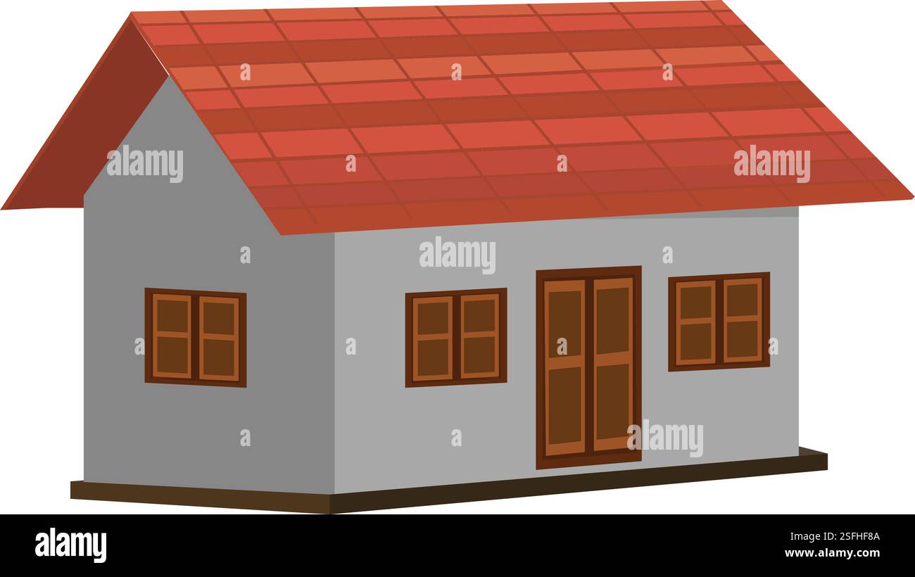 Indian Village house with wooden window and door isolated on white ...