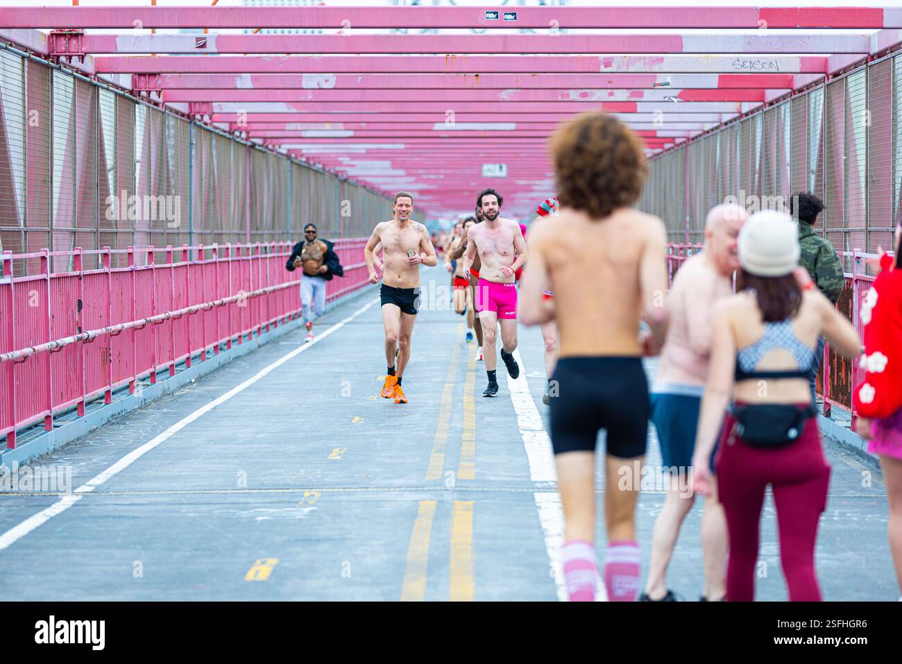 New York, USA. 08th Feb, 2025. Participants ran one mile in Cupid's ...