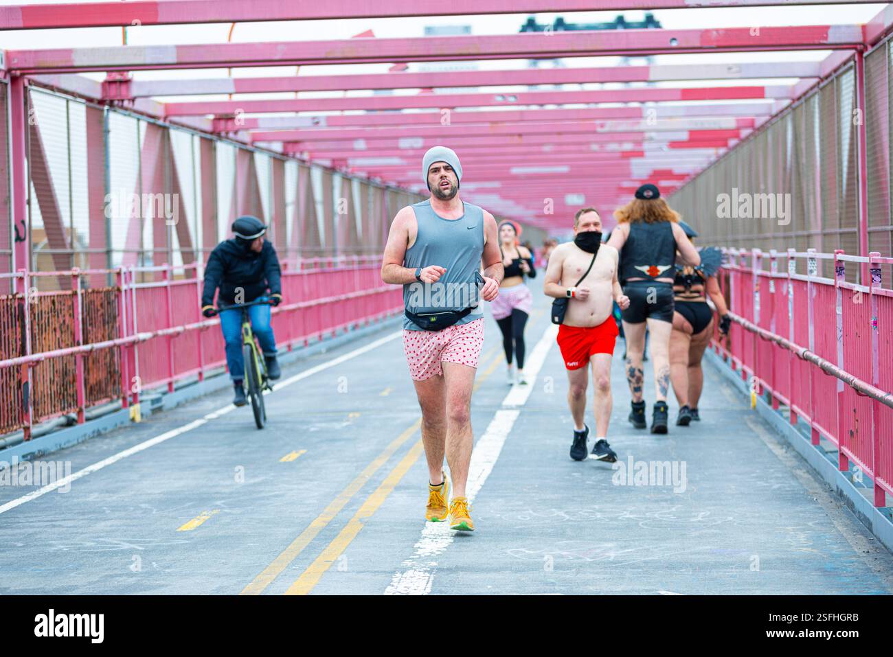 New York, USA. 08th Feb, 2025. Participants ran one mile in Cupid's ...