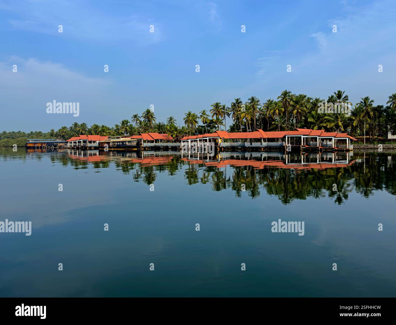 The houseboat dock on the Thejaswini River in Nileshwar - Kerala State ...