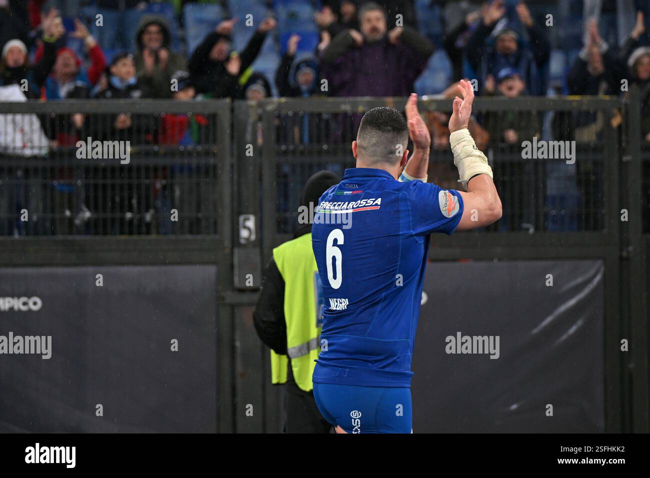 Sebastian Negri of Italy celebrates victory at the end match during the ...