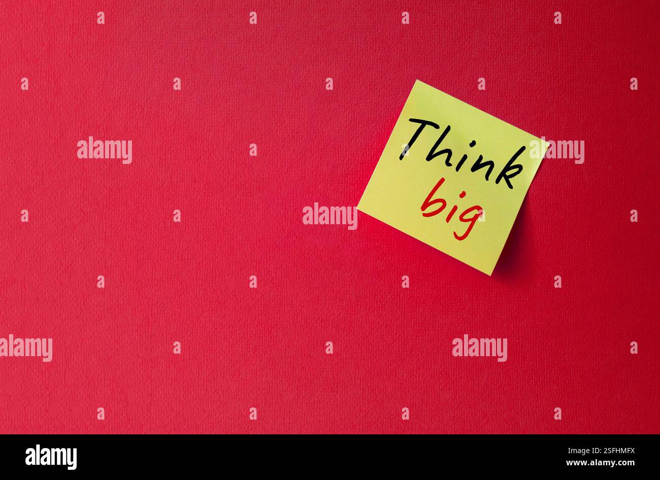 Think big symbol. Orange steaky note with words Think big. Beautiful ...