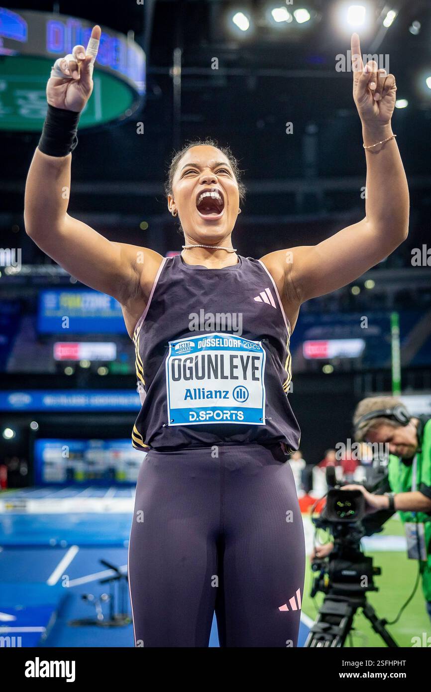 Duesseldorf, Deutschland. 09th Feb, 2025. Ogunleye, Yemisi (GER) freut sich ?ber 19, 78 m; ISTAF ...