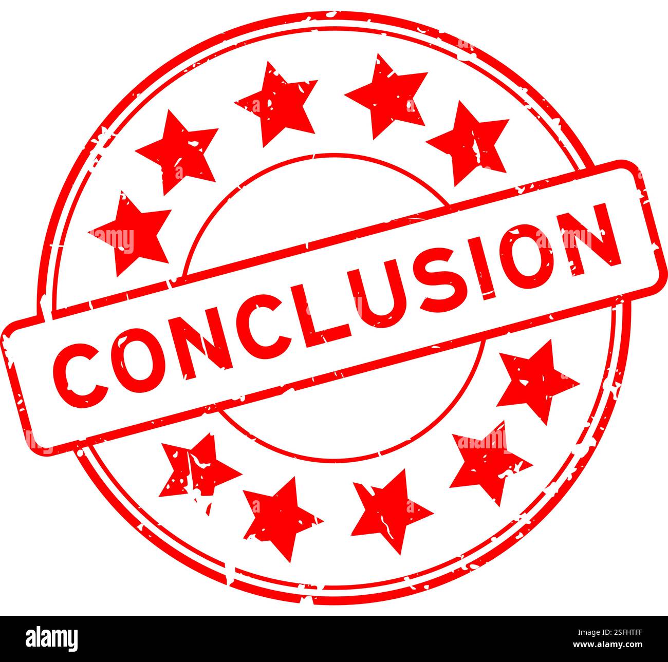 Grunge red conclusion word round rubber seal stamp on white background ...