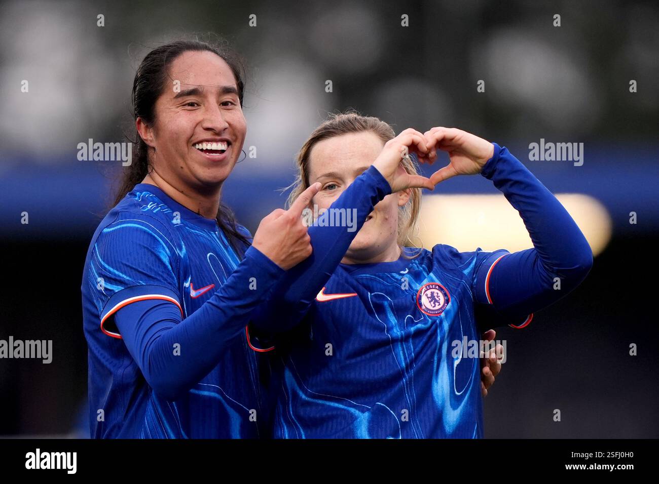 Chelsea’s Mayra Ramirez (left) celebrates their second goal with ...