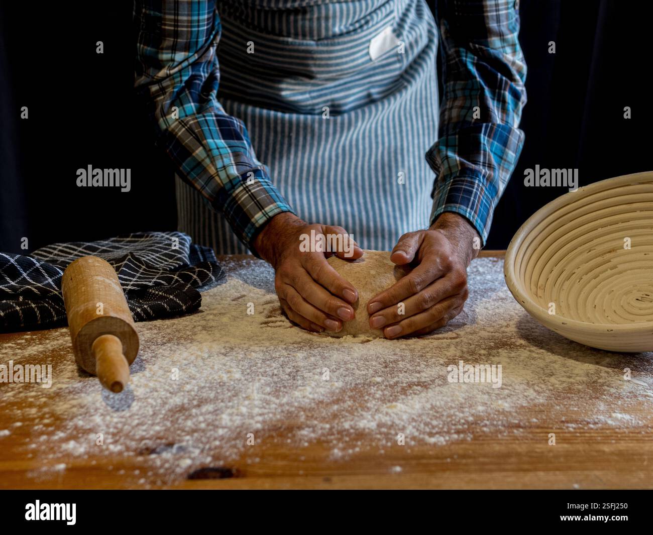 baker making bread in an artisanal way Stock Photo - Alamy