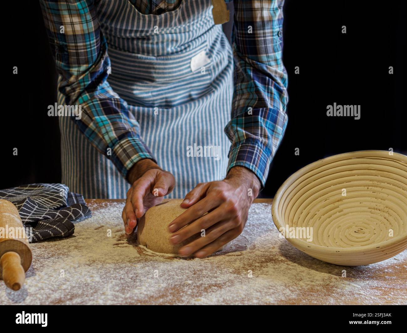 baker making bread in an artisanal way Stock Photo - Alamy