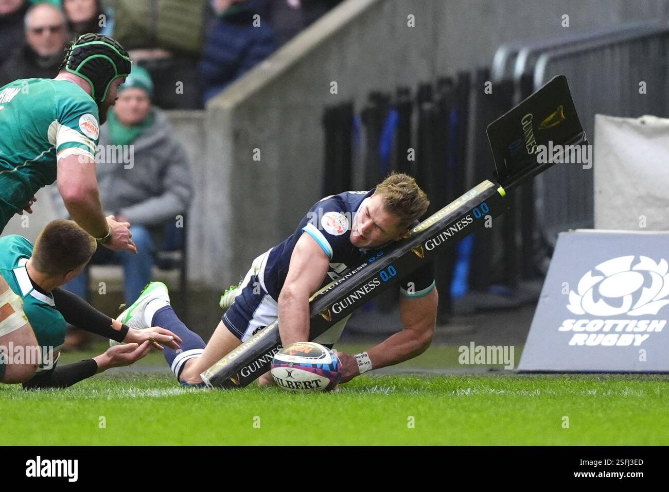 Scotland's Duhan van der Merwe scores a try during the Guinness Men's ...