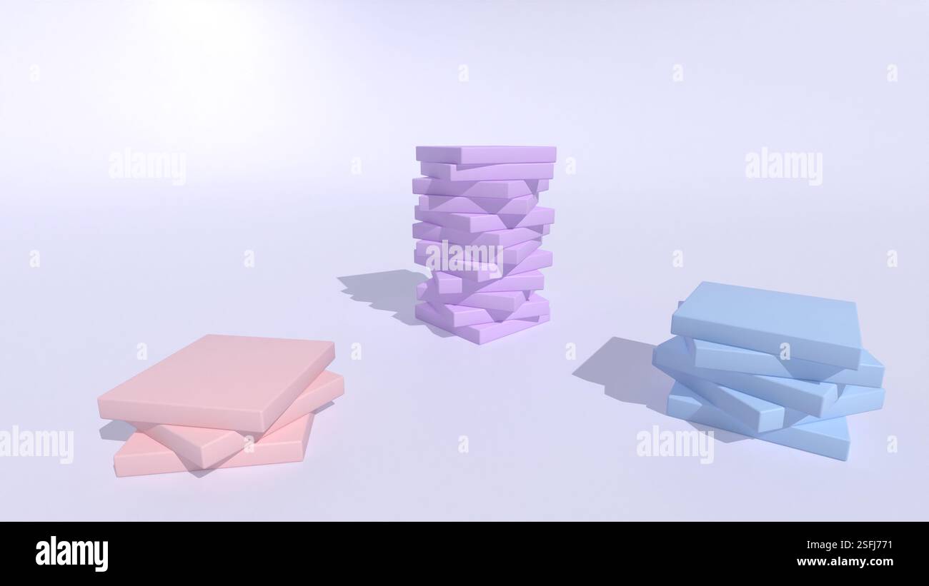 3d render of multiple stacks of box panels for product display Stock ...