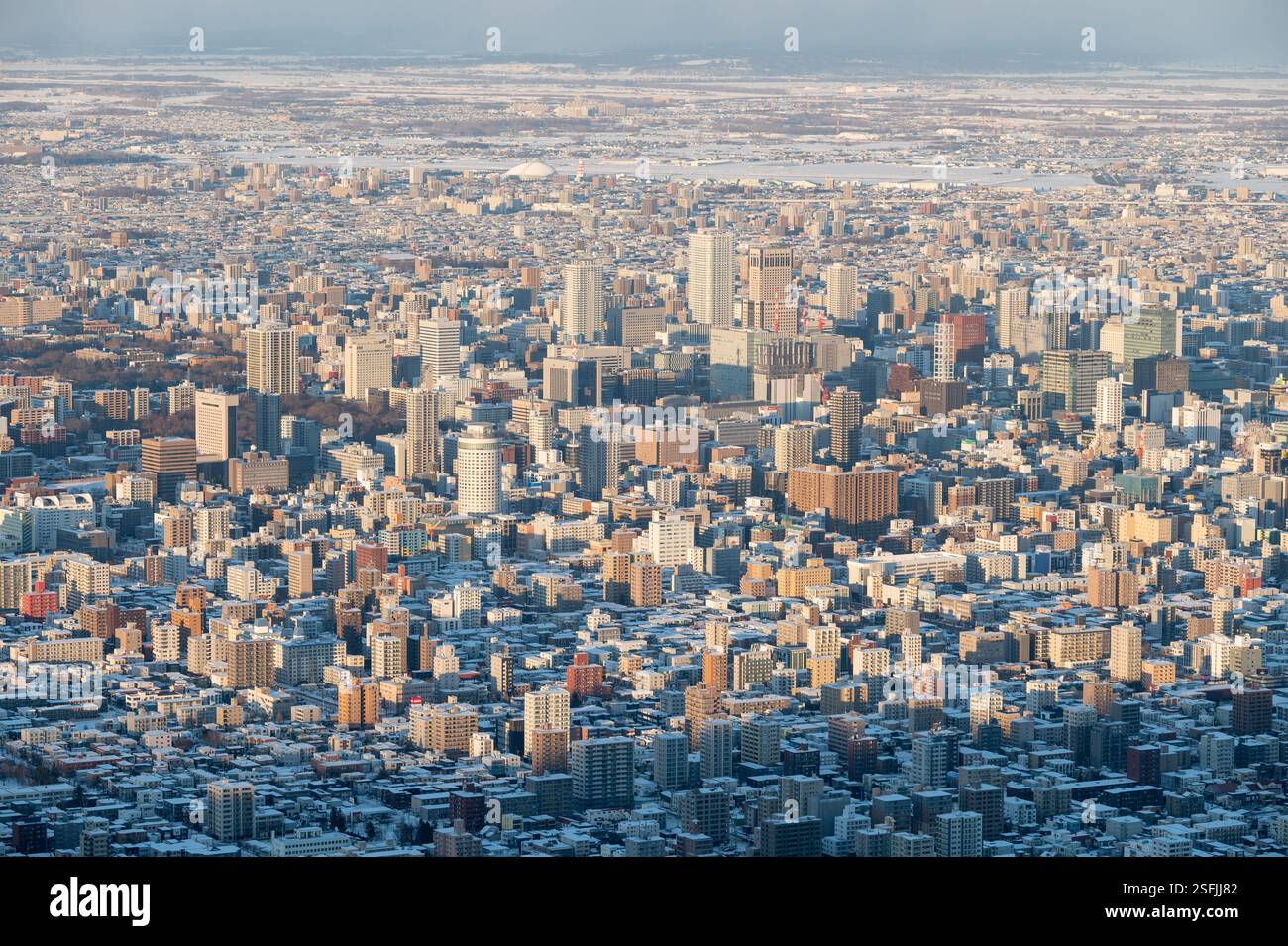 Aerial view of cityscape Sapporo downtown in winter Stock Photo - Alamy