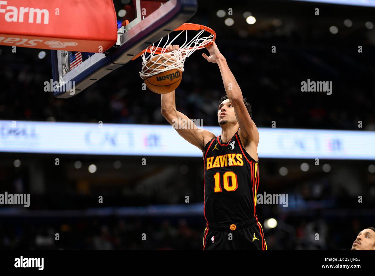 Atlanta Hawks forward Zaccharie Risacher (10) in action during the ...