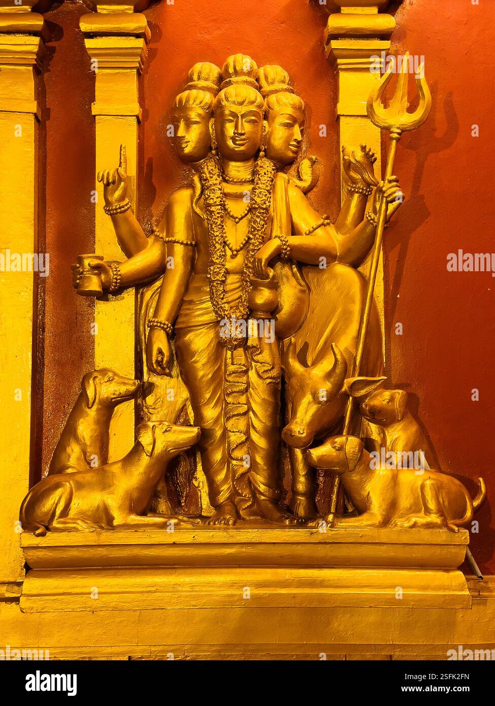 A three headed Shiva statue at the Kudroli Gokarnath Hindu Temple ...