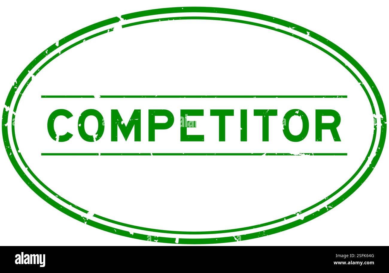 Grunge green competitor word oval rubber seal stamp on white background ...