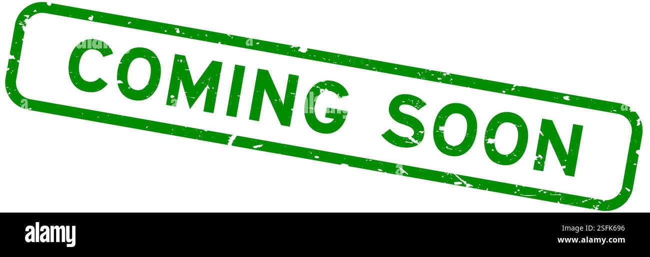 Grunge green coming soon word square rubber seal stamp on white ...