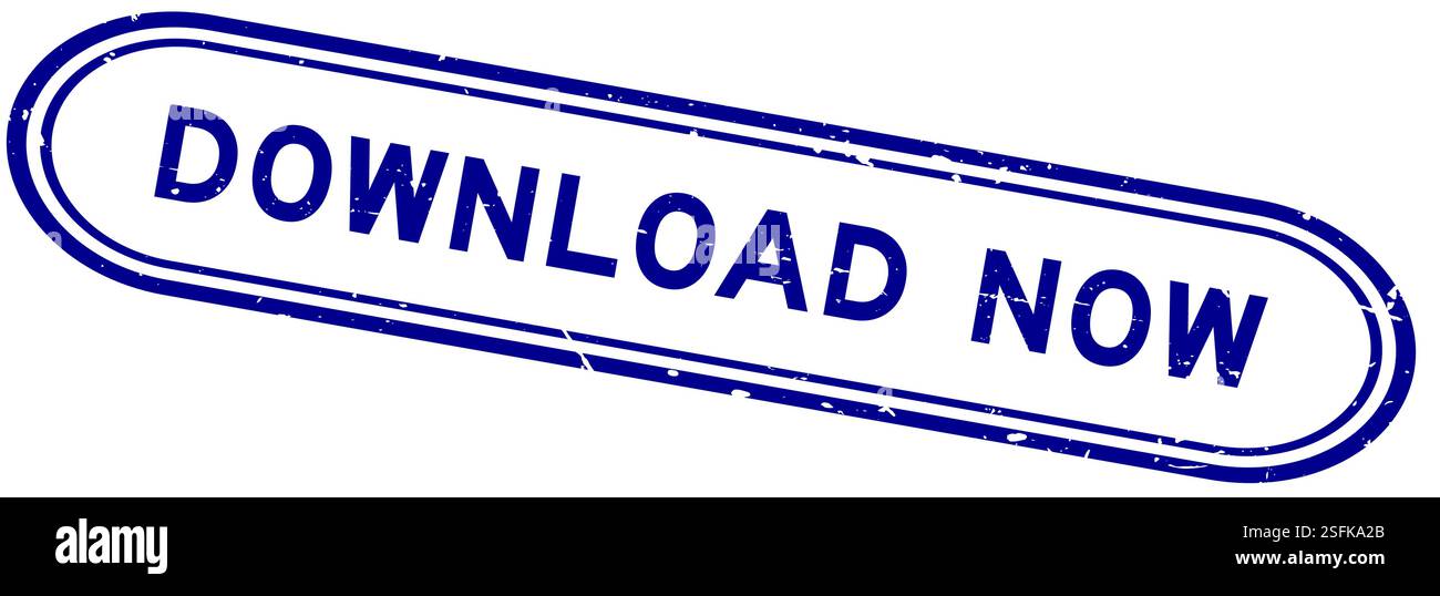 Grunge blue download now word rubber seal stamp on white background ...