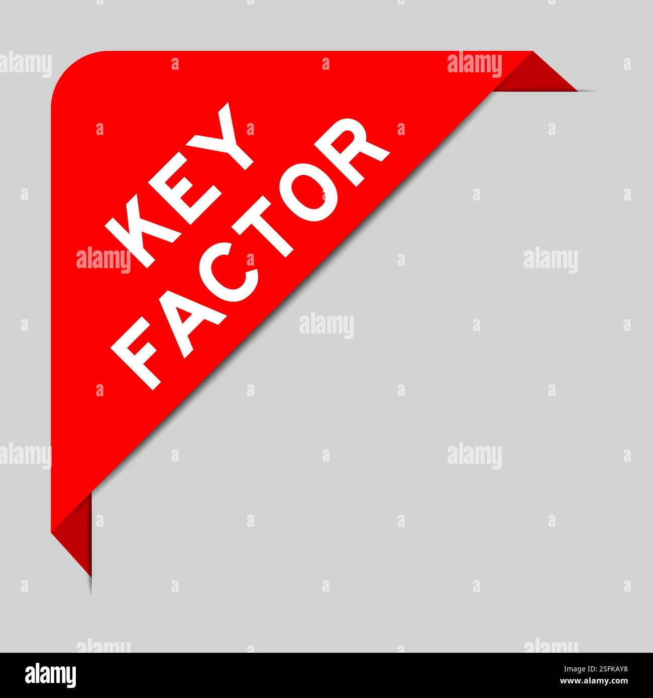Red color of corner label banner with word key factor on gray ...
