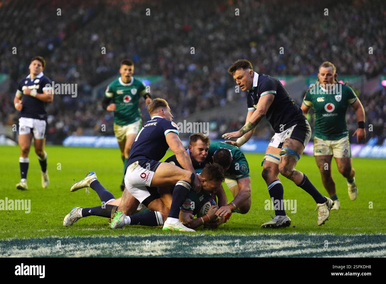 Ireland's Jack Conan scores a try during the Guinness Men's Six Nations ...
