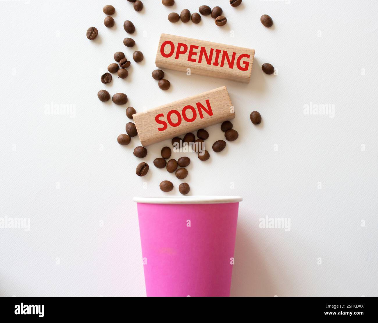 Opening soon symbol. Concept word Opening soon on wooden blocks ...