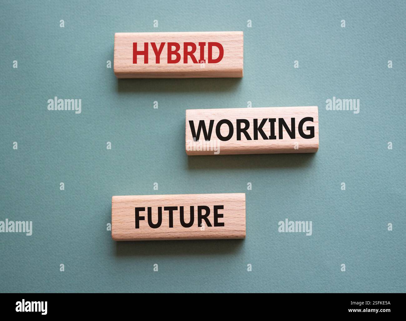 Hybrid Working Future symbol. Wooden blocks with words Hybrid Working ...