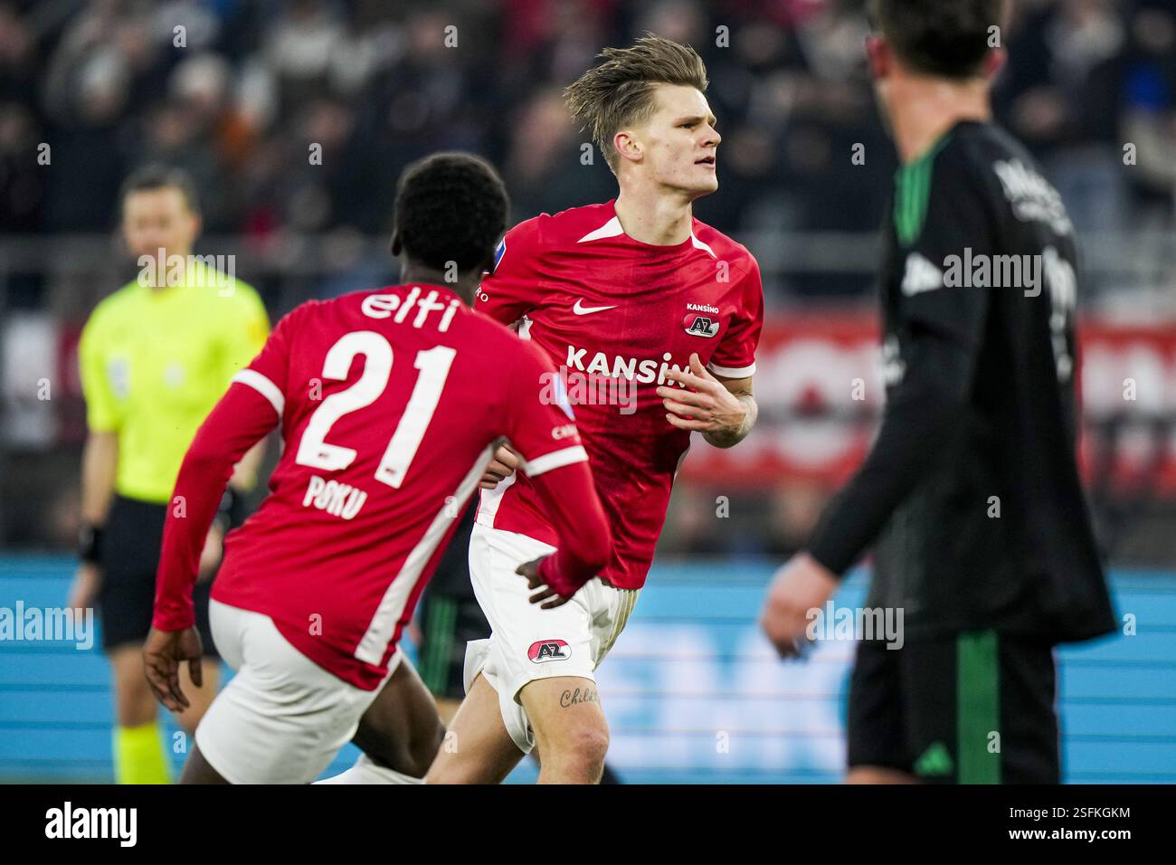 ALKMAAR - David Moller Wolfe of AZ Alkmaar celebrates the 1-0 during ...